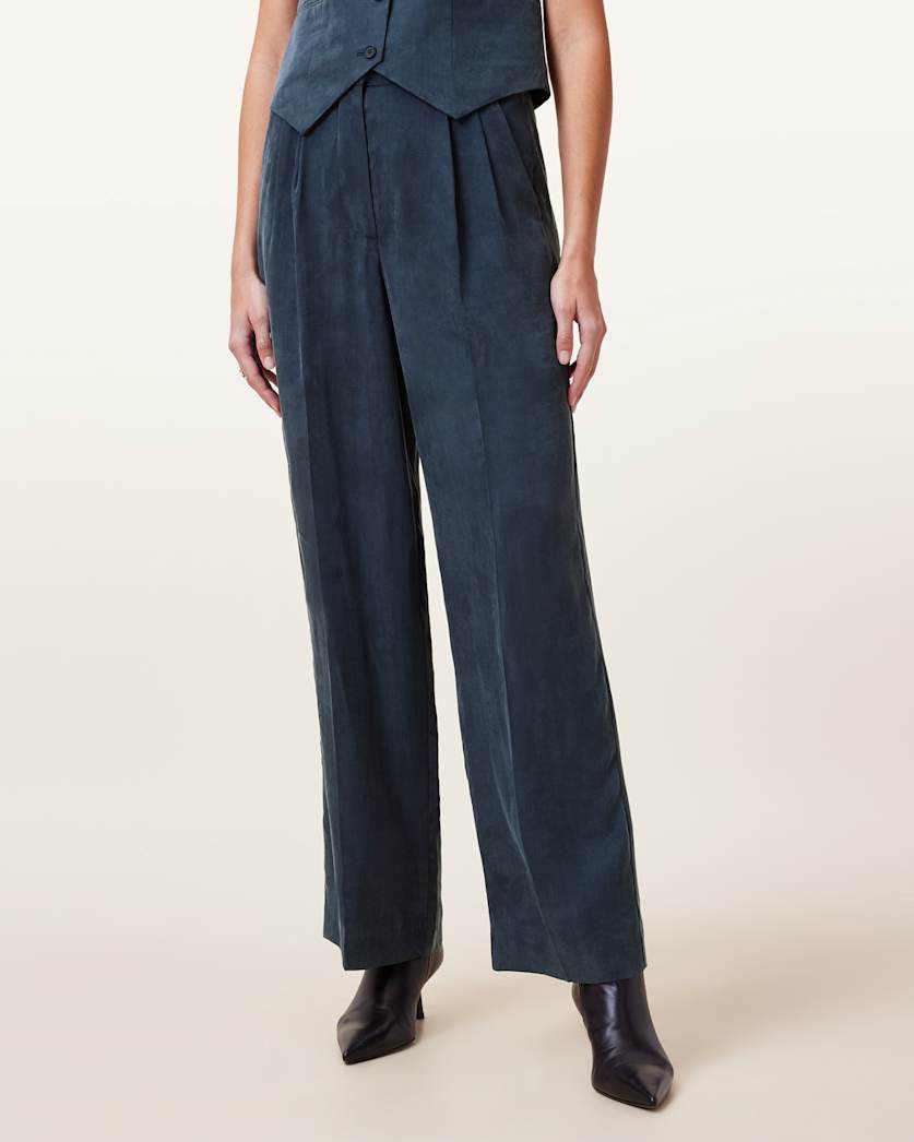 Averie Tencel Wide Leg Trousers BLUEBERRY BLUE | ALLSAINTS US